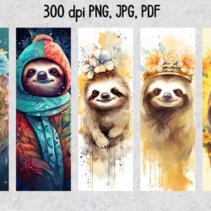 40 Cute Sloths Printable Bookmarks, Sloths Digital Download Bookmark ...