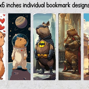 50 Capybara Printable Bookmarks, Capybara Digital Download Bookmark ...