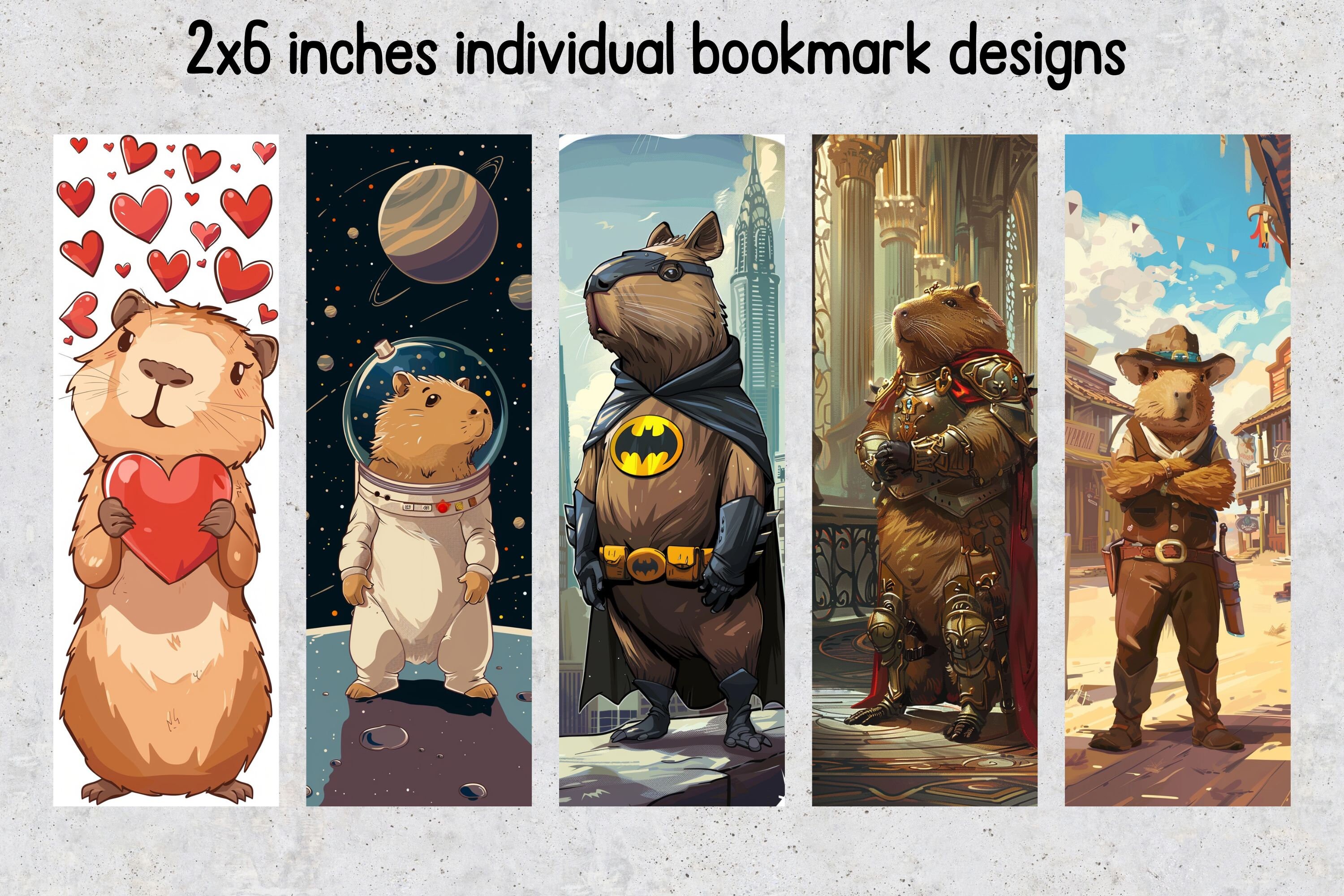 50 Capybara Printable Bookmarks, Capybara Digital Download Bookmark ...
