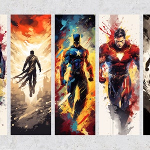 40 Superhero Printable Bookmarks, Comics Digital Download Bookmark ...