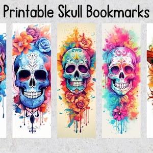 50 Skull Printable Bookmarks, Skulls Digital Download Bookmark Sheets ...