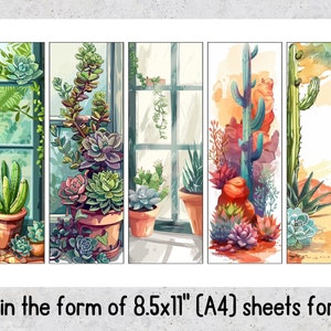 50 Cacti and Succulent Printable Bookmarks, Digital Download Bookmark ...