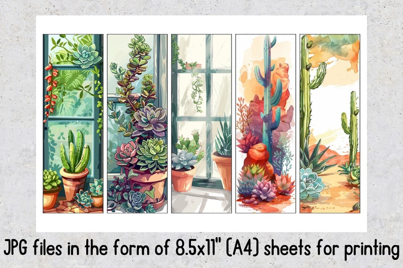 50 Cacti and Succulent Printable Bookmarks, Digital Download Bookmark ...