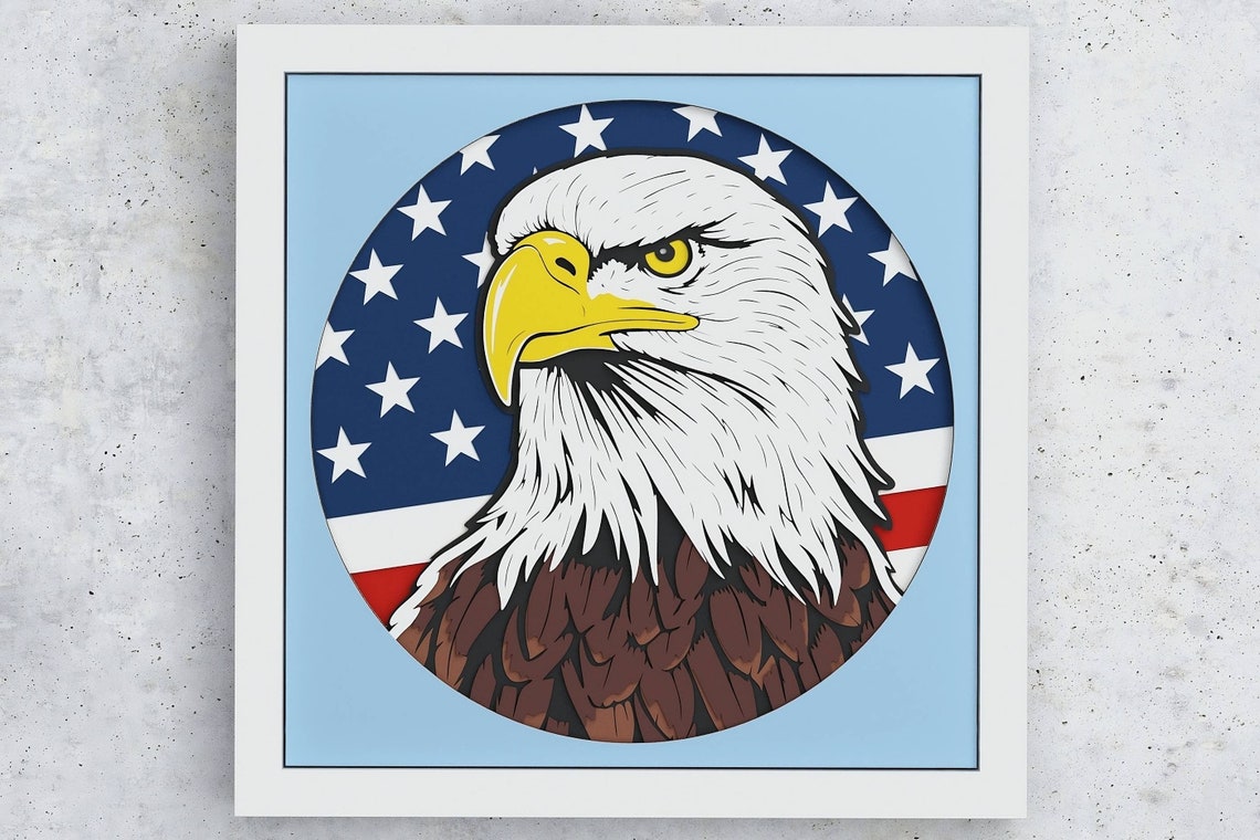 American Eagle Shadow Box for Cricut, 4th of July SVG Layered Design ...