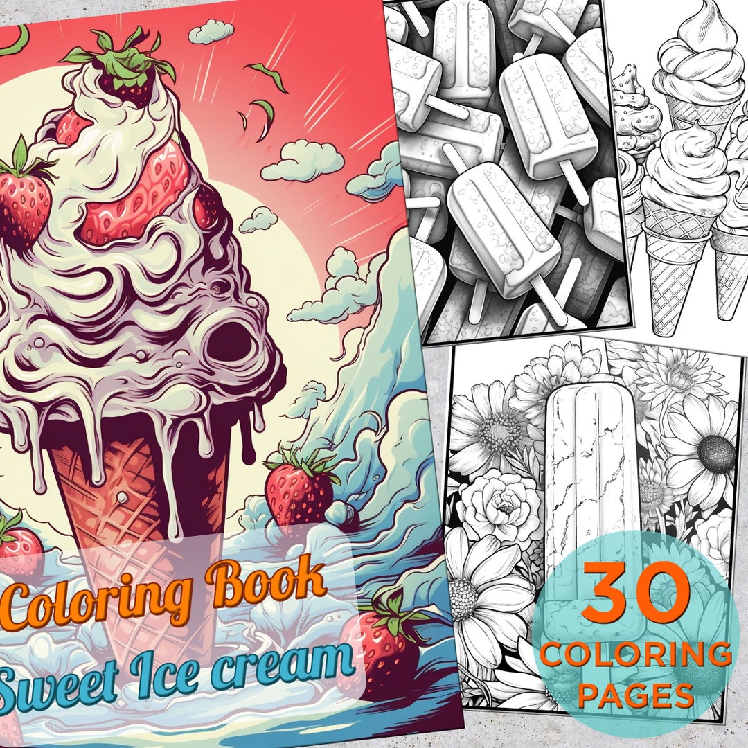 30 Ice Cream Coloring Pages, Adults Printable Coloring Page With Ice ...