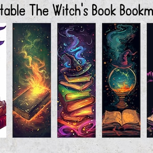 45 Witch's Book Printable Bookmarks, Witch Digital Bookmark Sheets ...