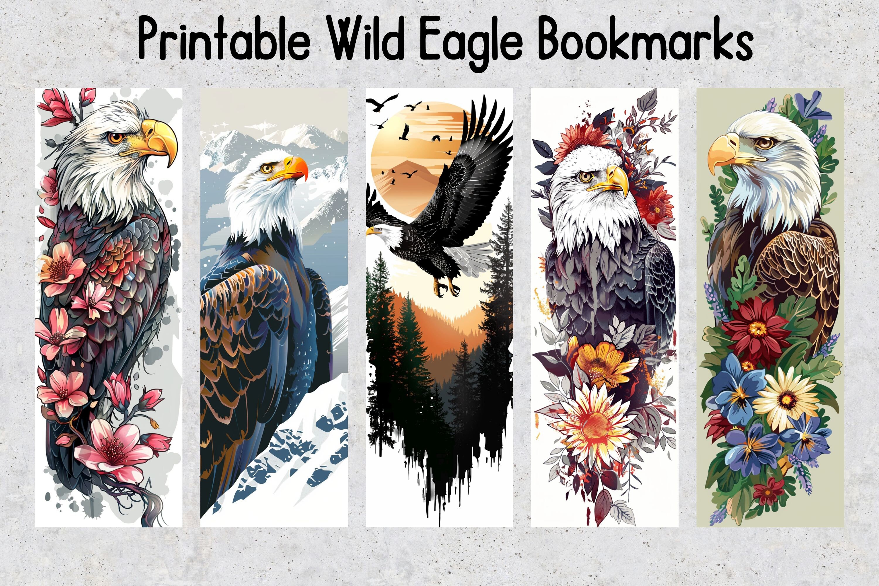 50 Wild Eagle Printable Bookmarks, Eagle Download Bookmark Sheets ...