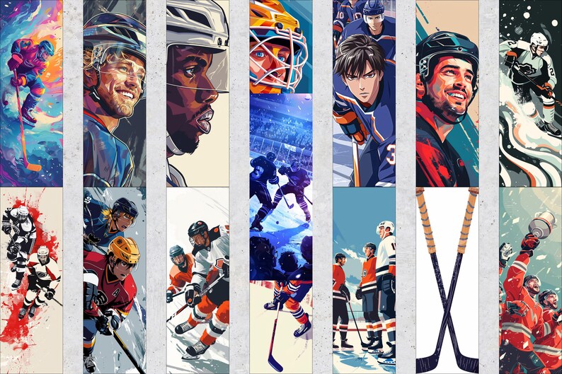 50 Hockey Printable Bookmarks, Hockey Digital Bookmark Sheets, Hockey ...