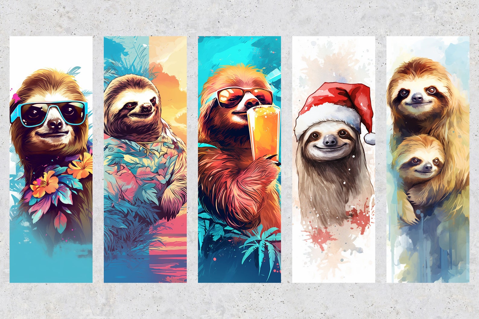 40 Cute Sloths Printable Bookmarks, Sloths Digital Download Bookmark ...