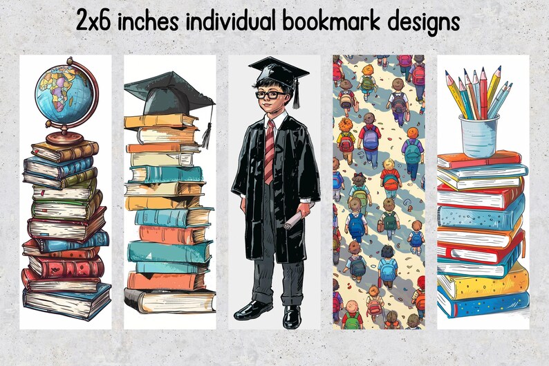 50 Academic Printable Bookmarks, Student and Teacher Digital Bookmark ...