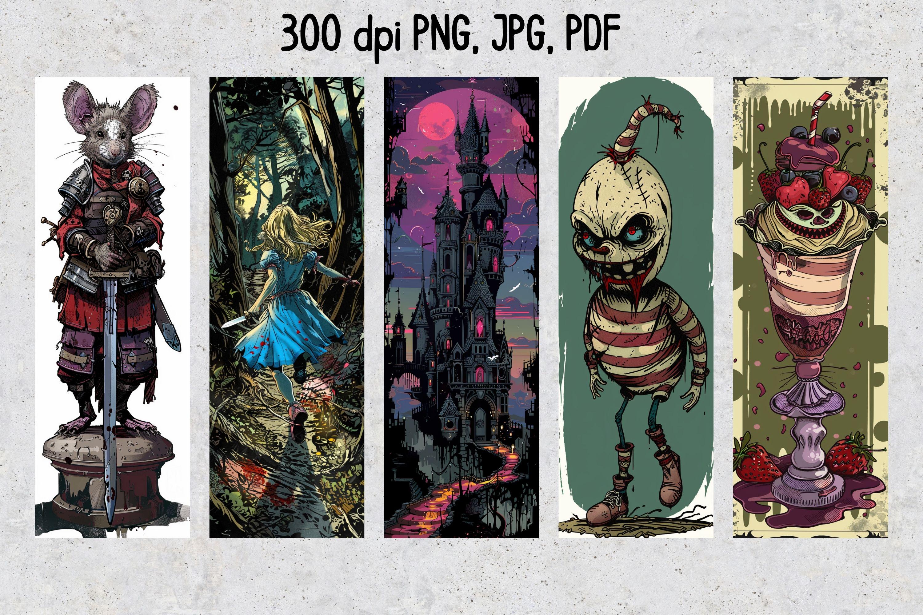 50 Horror Wonderland Printable Bookmarks, Alice Digital Download ...