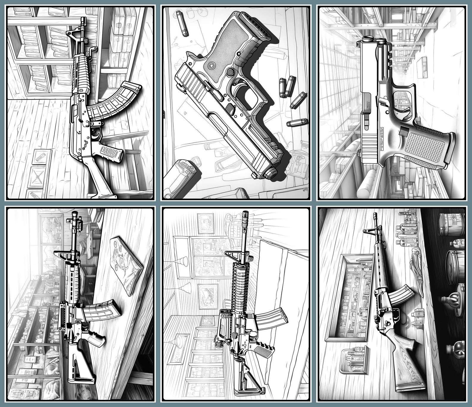 30 Top Gun Coloring Pages, Printable Automatic Gun Rifle Pistol ...