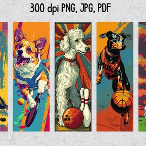 50 Dog Athletes Printable Bookmarks, Dogs Digital Download Bookmark ...