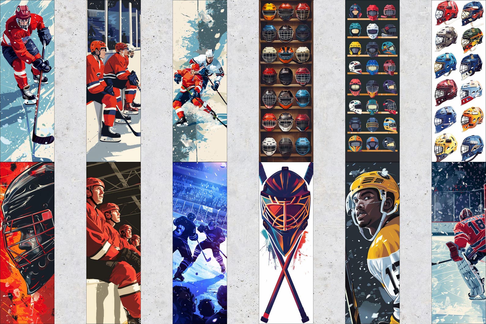 50 Hockey Printable Bookmarks, Hockey Digital Bookmark Sheets, Hockey ...