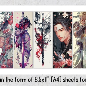 50 Anime Hero Printable Bookmarks, Anime Arts Digital Bookmark Sheets ...