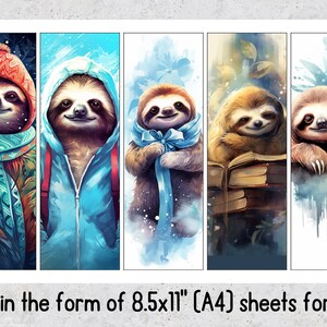 40 Cute Sloths Printable Bookmarks, Sloths Digital Download Bookmark ...