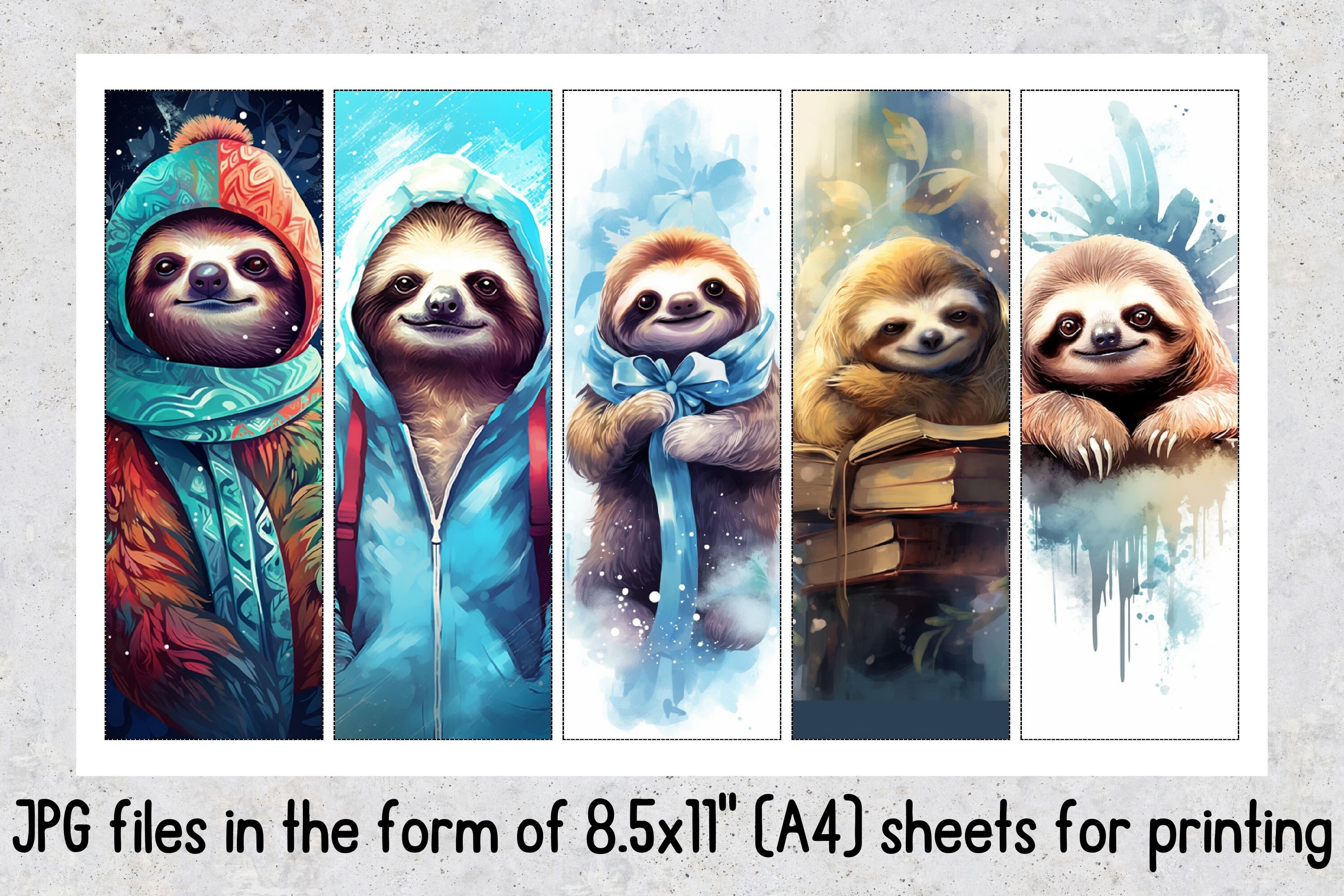 40 Cute Sloths Printable Bookmarks, Sloths Digital Download Bookmark ...