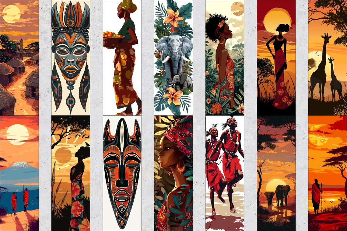 50 African Arts Printable Bookmarks, African Digital Download Bookmark ...