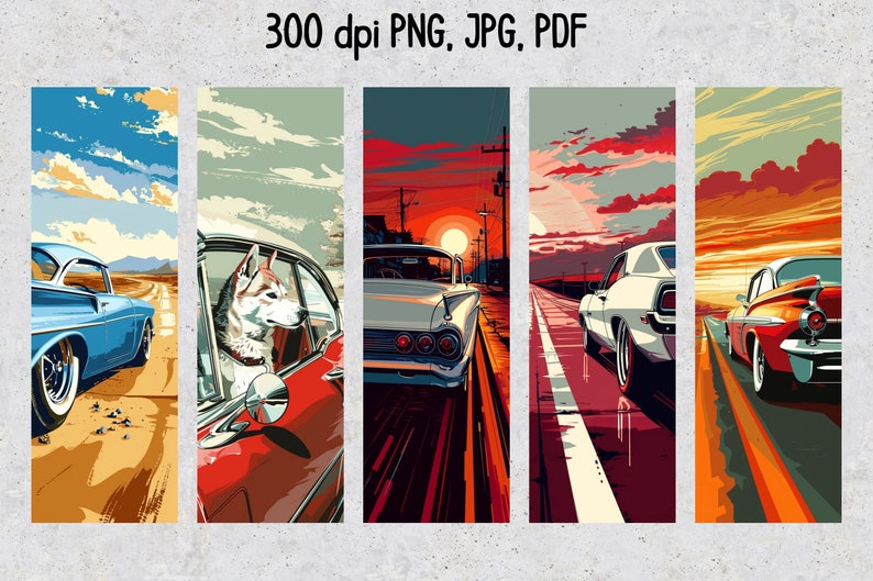 50 Car Printable Bookmarks, Car Digital Download Bookmark Sheets ...