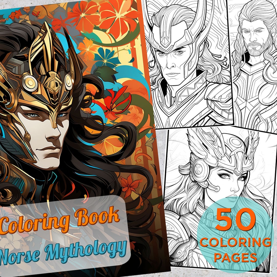 50 Norse Mythology Coloring Pages, Adults Printable Coloring Page With ...