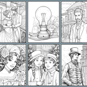 30 Victorian Era Coloring Pages, Victorian Adults Printable Grayscale ...