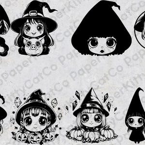 30 Cute Witch PNG & SVG Bundle, Halloween Witches SVG Silhouettes ...