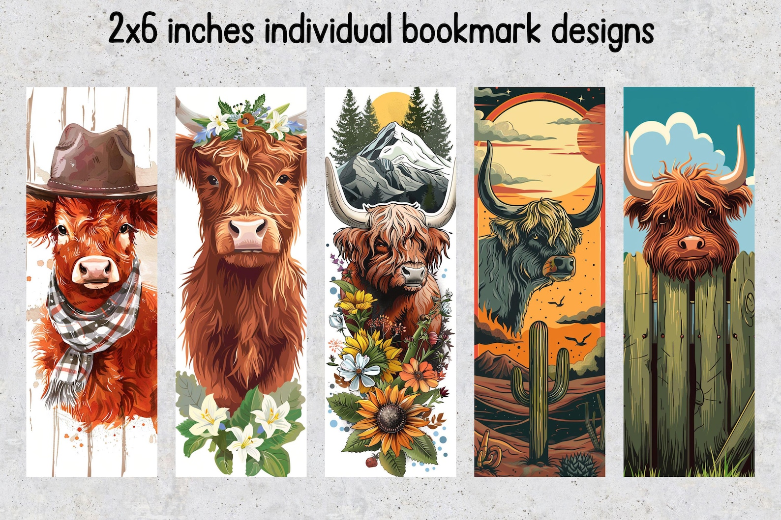 50 Highland Cow Printable Bookmarks, Cows Digital Bookmark Sheets ...