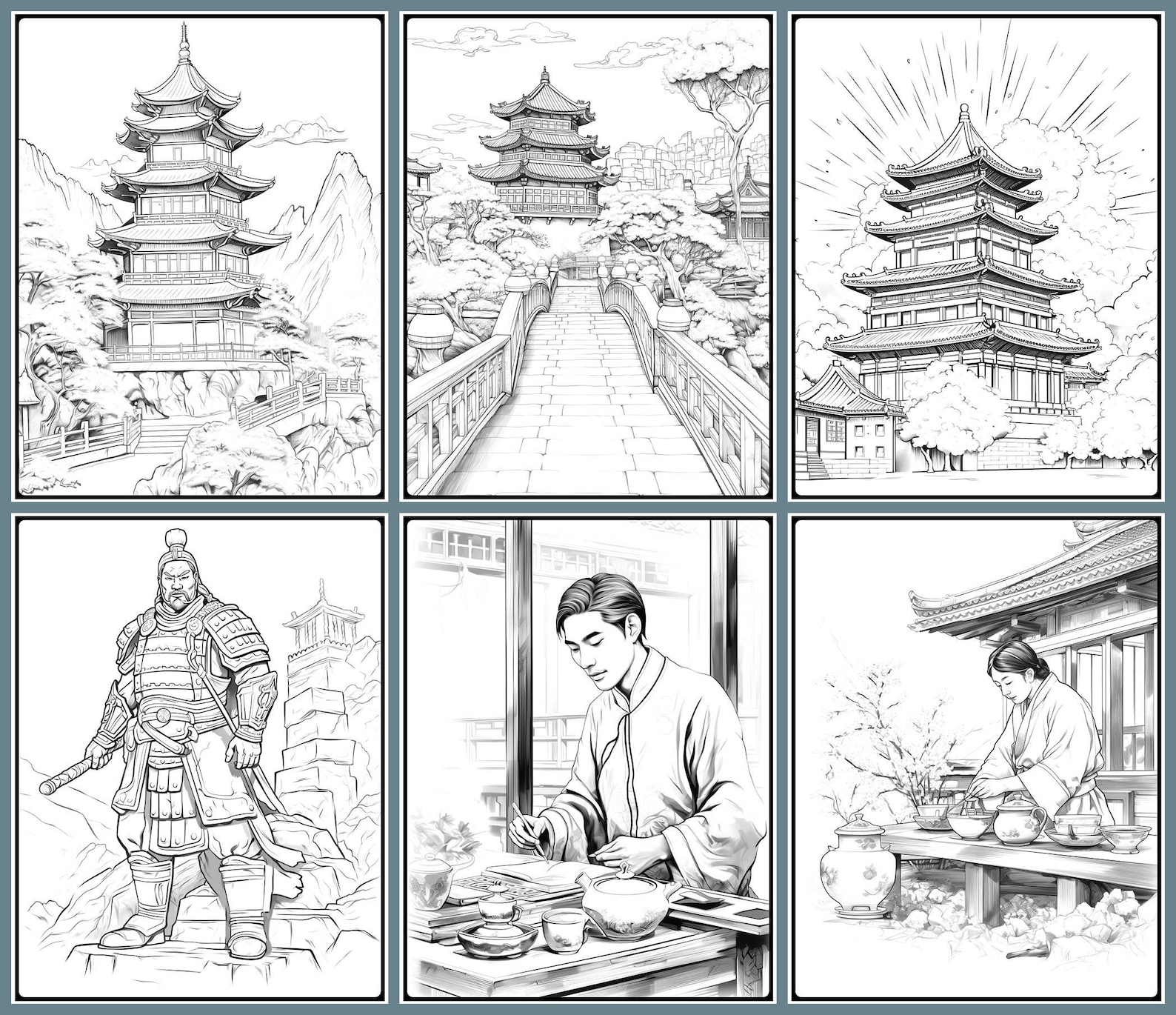 35 Ancient China Coloring Pages, Adults Printable Coloring Page With ...