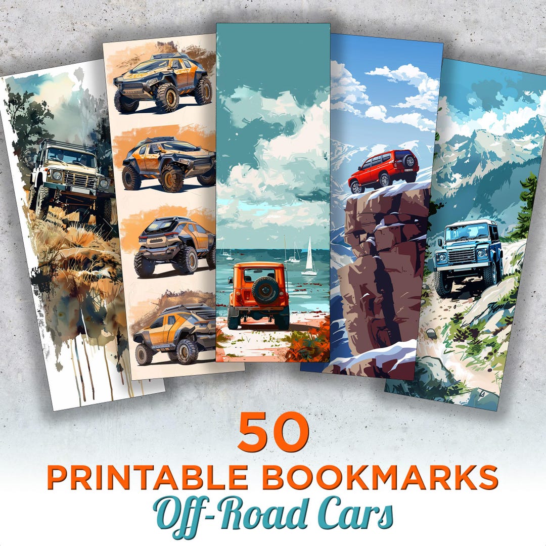 50 Off-road Car Printable Bookmarks, SUV Car Digital Download Bookmark ...