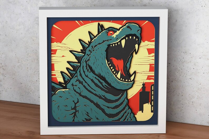 Monsterzilla Shadow Box, Monster SVG Layered Design for Cricut ...