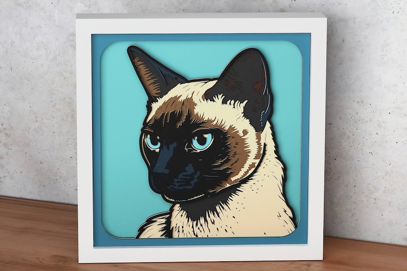 Siamese Cat Shadow Box Siamese Cat SVG Layered Design for - Etsy