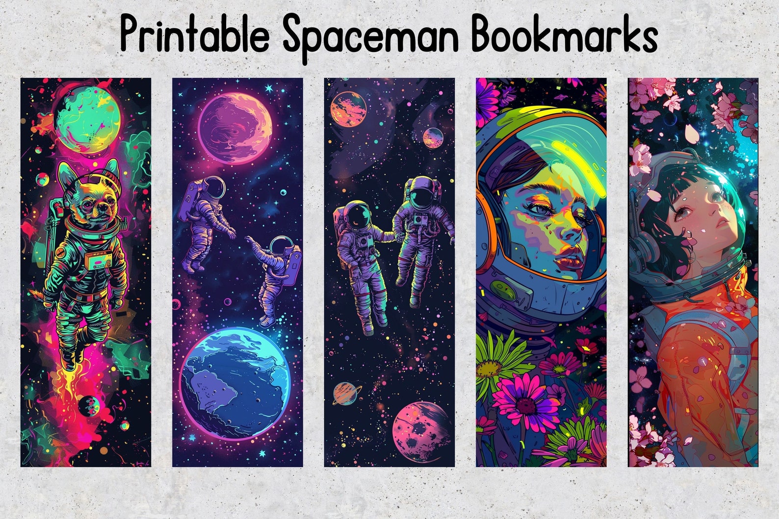 50 Astronaut Printable Bookmarks, Spaceman Digital Download Bookmark ...