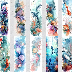50 Sea World Printable Bookmarks, Ocean Digital Download Bookmark ...