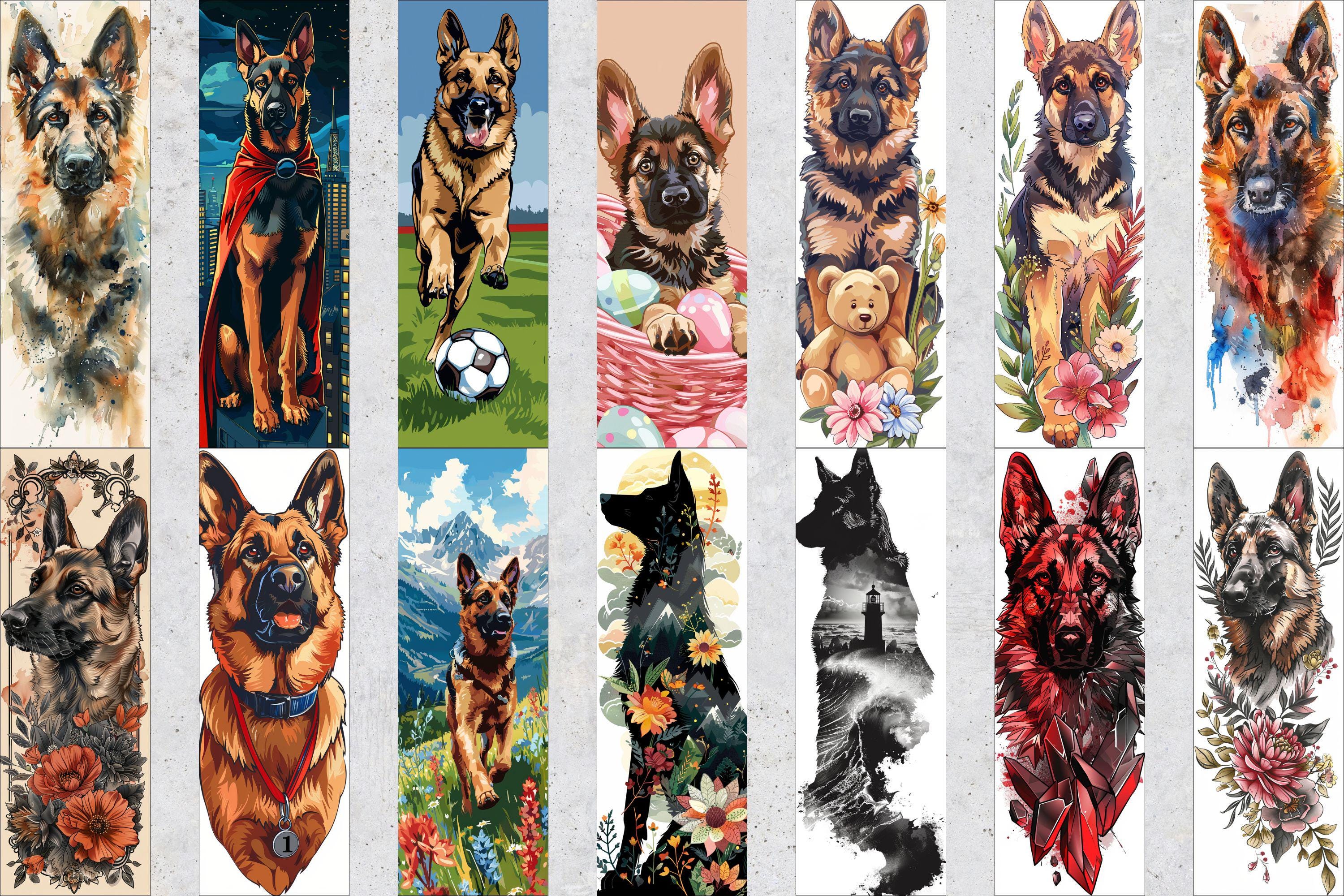 50 German Shepherd Printable Bookmarks, German Shepherd Digital ...