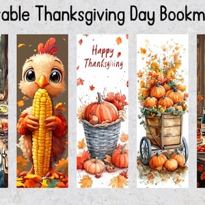 50 Thanksgiving Day Printable Bookmarks, Thanksgiving Arts Digital ...
