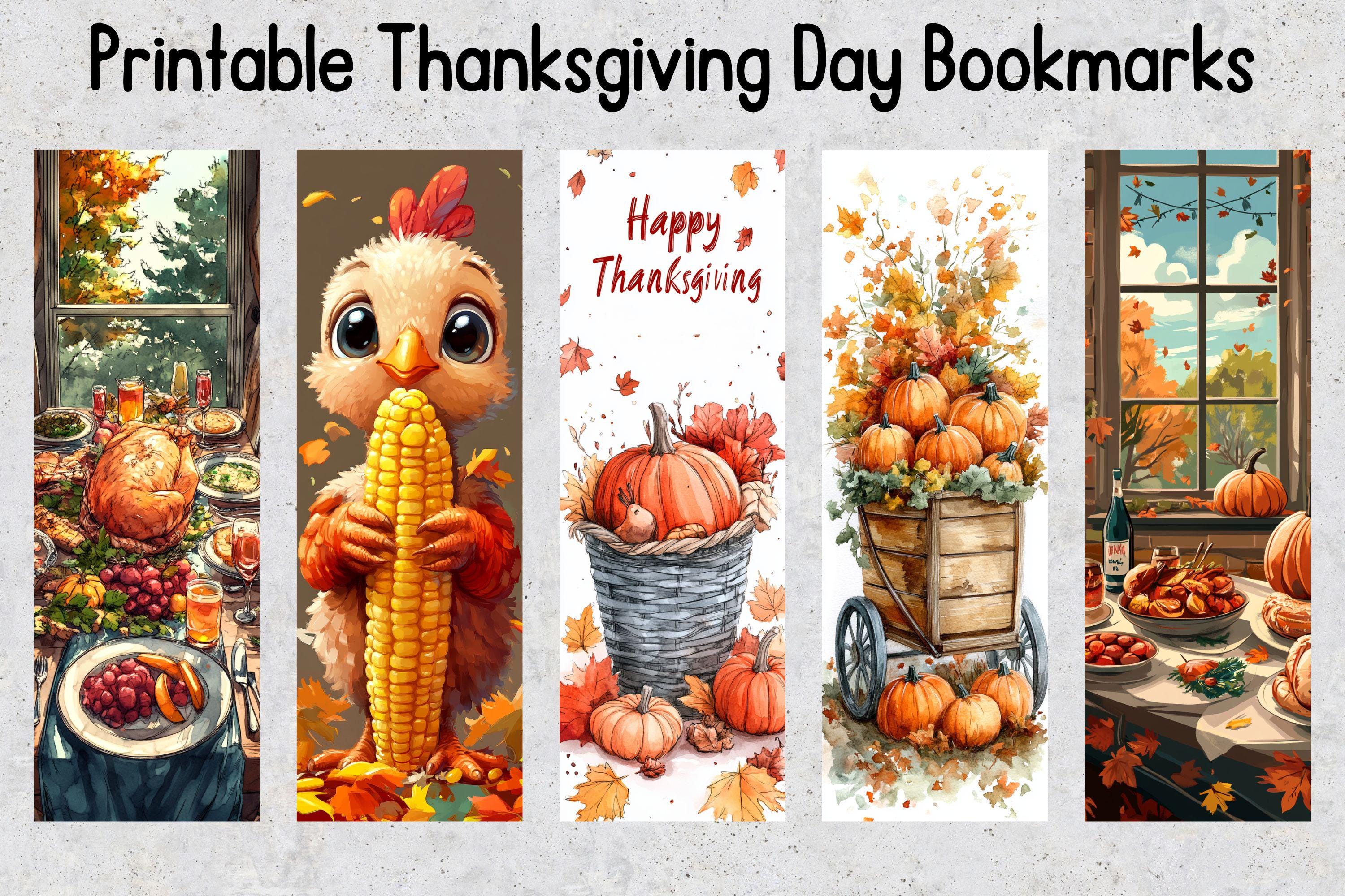 50 Thanksgiving Day Printable Bookmarks, Thanksgiving Arts Digital ...