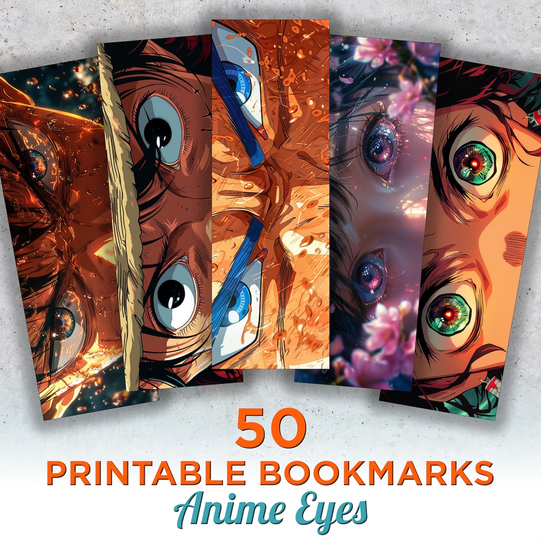 50 Anime Eye Printable Bookmarks, Anime Digital Download Bookmark ...