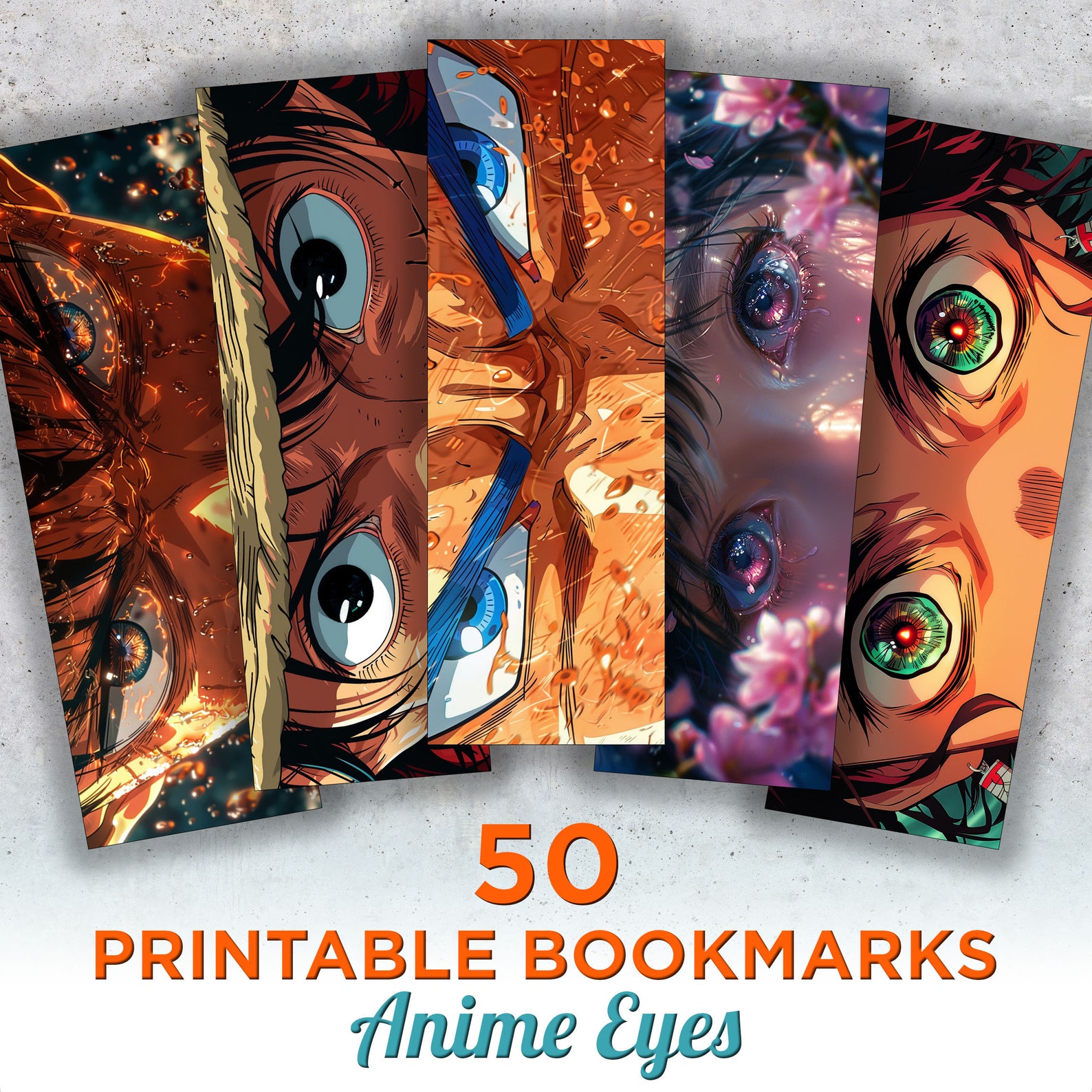 50 Anime Eye Printable Bookmarks, Anime Digital Download Bookmark ...