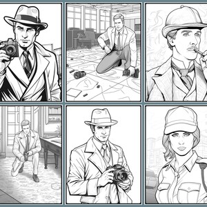 40 Detective Coloring Pages, Crime Detective Printable Grayscale ...
