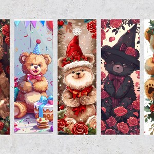 40 Teddy Bear Printable Bookmarks, Toy Bear Digital Download Bookmark ...