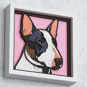 Bull Terrier Shadow Box, Bull Terrier SVG Layered Design for Cricut ...