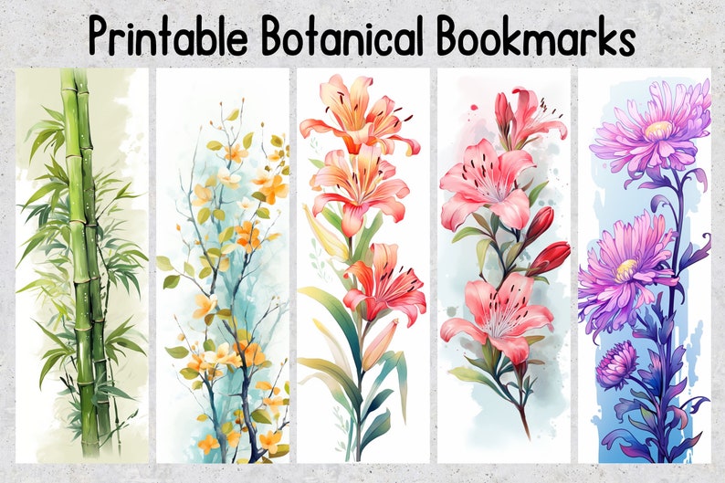 50 Botanical Printable Bookmarks, Botanical Digital Download Bookmark ...