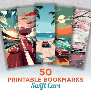 50 Car Printable Bookmarks, Car Digital Download Bookmark Sheets ...