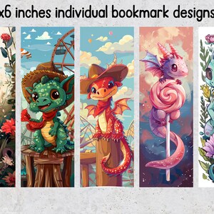 50 Baby Dragon Printable Bookmarks, Dragon Digital Download Bookmark ...