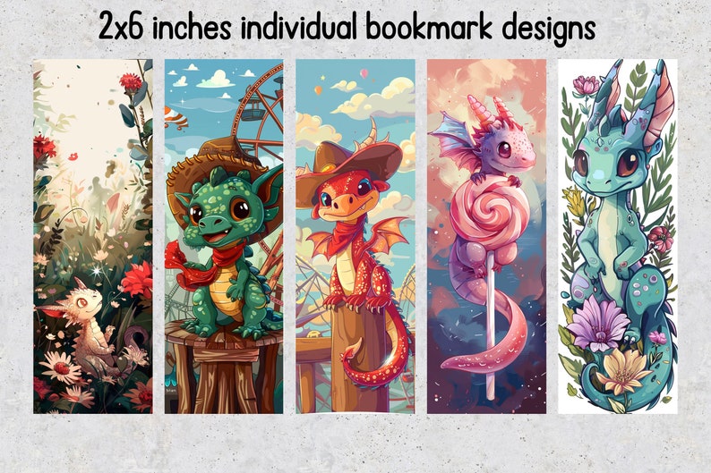 50 Baby Dragon Printable Bookmarks, Dragon Digital Download Bookmark ...