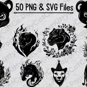 50 Panther PNG & SVG Bundle, Black Panther SVG Silhouettes Sublimation ...