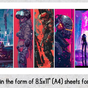 50 Cyberpunk Printable Bookmarks, Cyberpunk Digital Download Bookmark ...