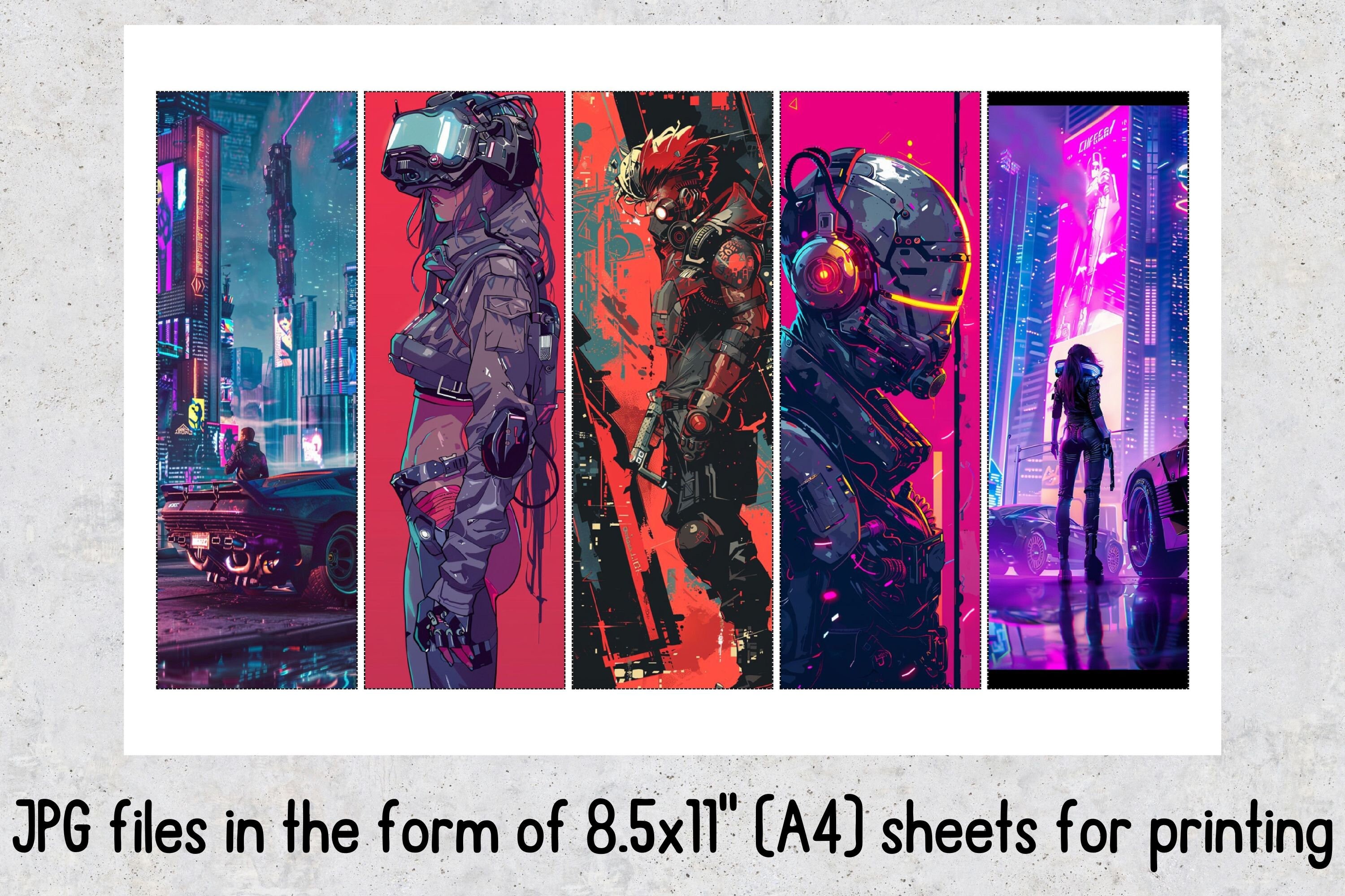 50 Cyberpunk Printable Bookmarks, Cyberpunk Digital Download Bookmark ...