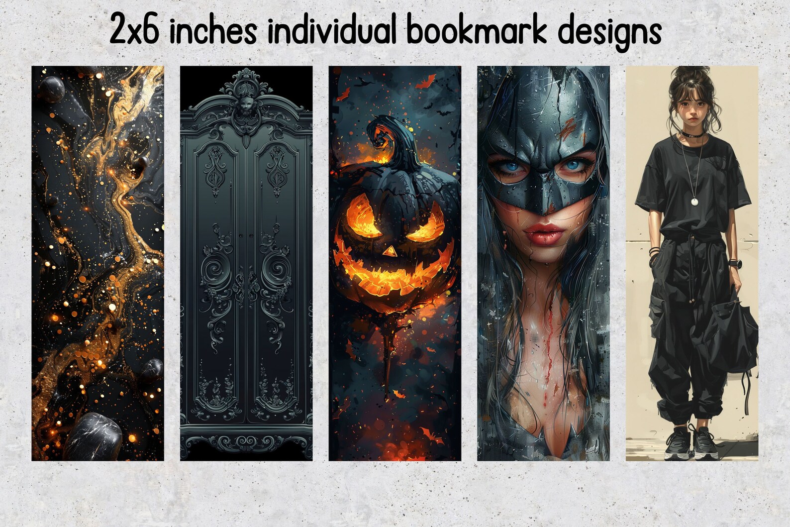 50 Total Black Printable Bookmarks, Black Digital Download Bookmark ...