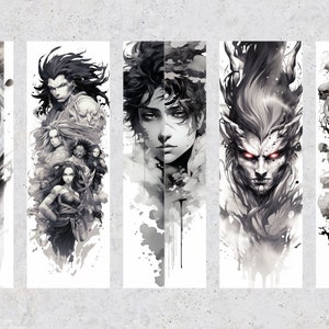 35 Manga Printable Bookmarks, Manga Black and White Digital Bookmark ...